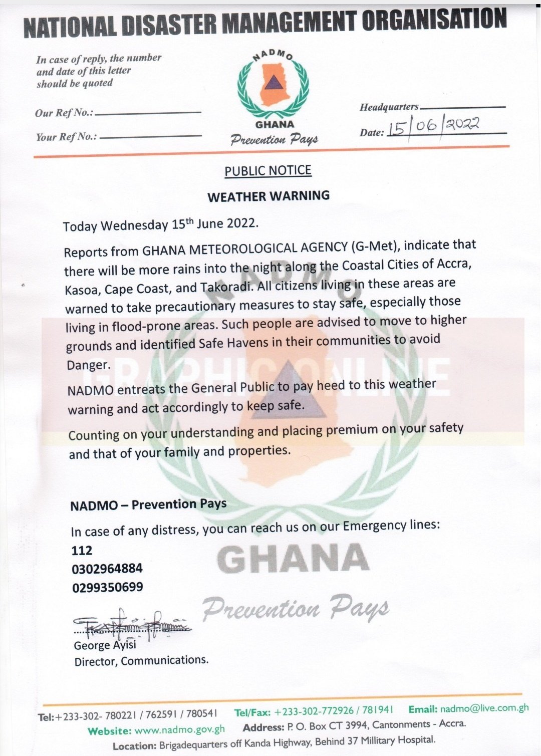 Accra floods: Move to safe havens; more rain expected – NADMO advises ...