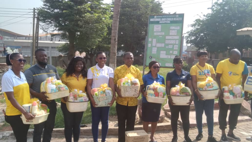 MTN Ghana Foundation gives hampers to newborn babies at Korle-Bu ...